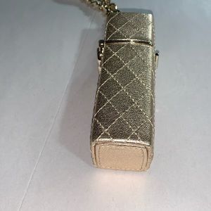 CHANEL | Jewelry | Rare Metallic Gold Chanel Quilted Lipstick Case ...